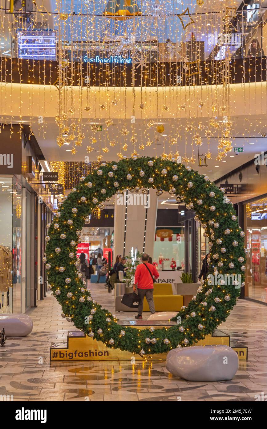 Belgrade, Serbia - December 23, 2022: Large Christmas Wreath Festive ...