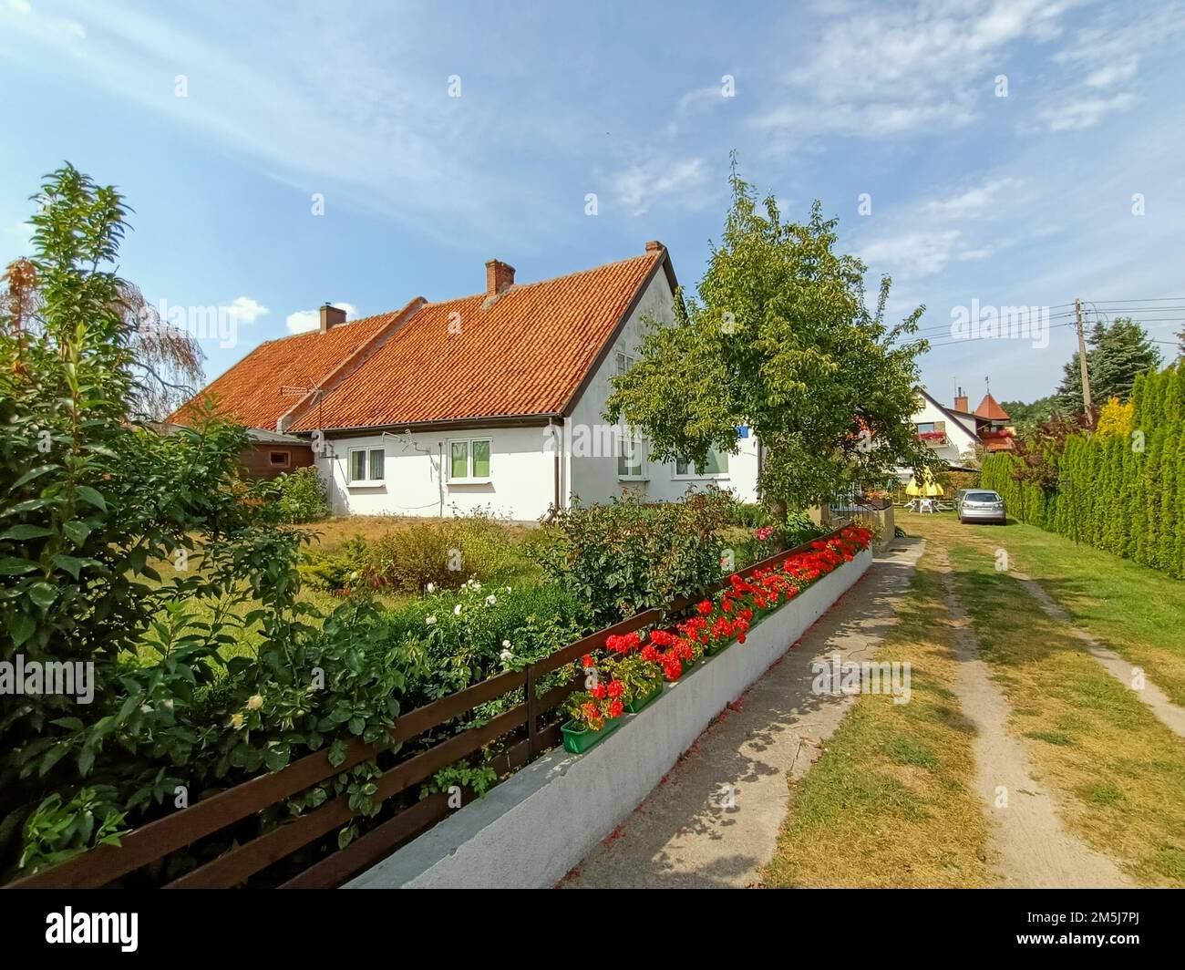 A traditional white Polish house from the Pomerania region Stock Photo ...