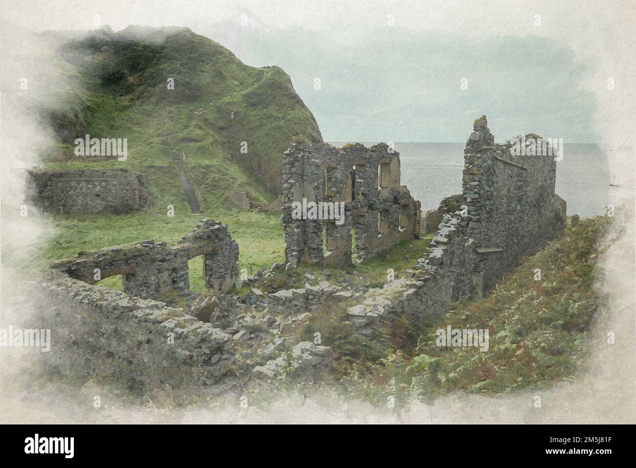 Digital watercolor painting of Llanlleiana old porcelain works at ...