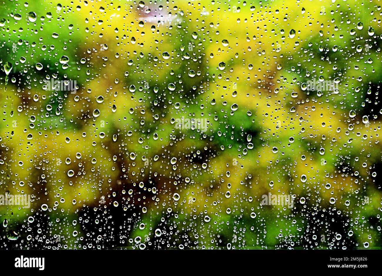 Rainwater droplets on glass against mottled green and brown background Stock Photo - Alamy