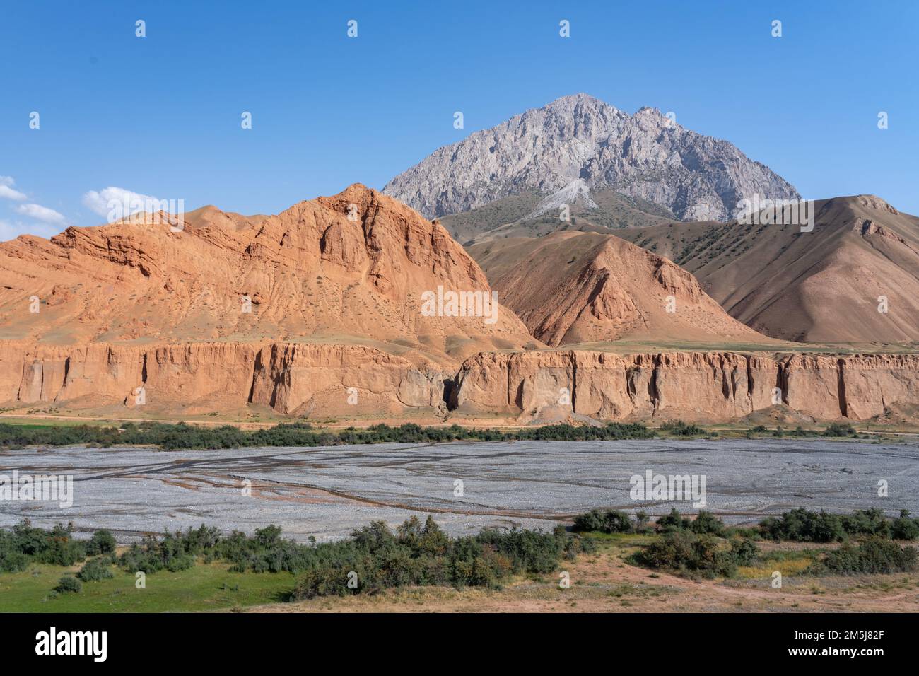 Colorful landscape view of Alai mountain range in Gulcha valley ...