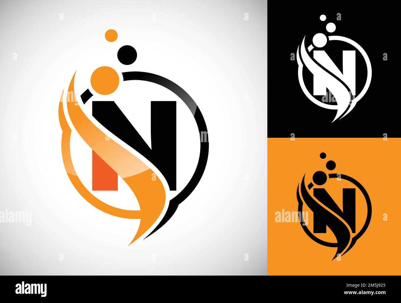 Initial letter N with the swoosh, biotech logo design concept. Logotype ...