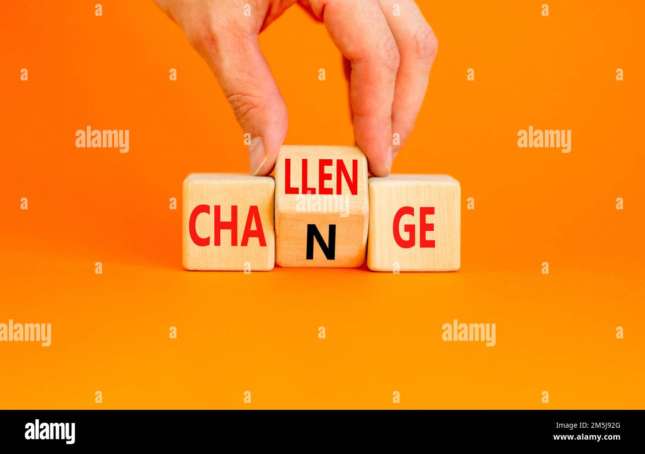 Challenge and change symbol. Concept word Challenge Change on wooden ...