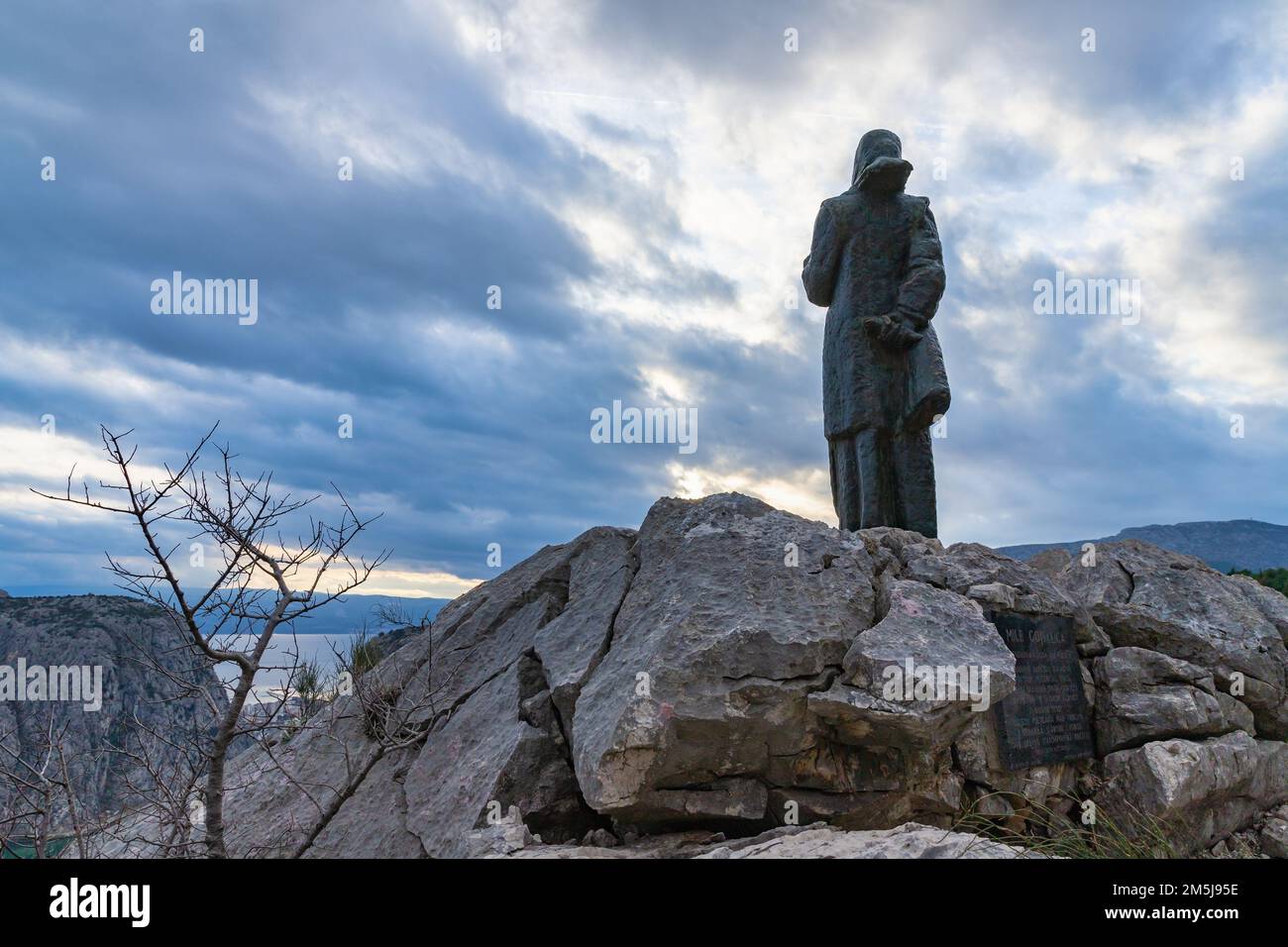 The Mila Gojsalić statue above Omiš by Croatian sculptor Ivan Meštrović ...