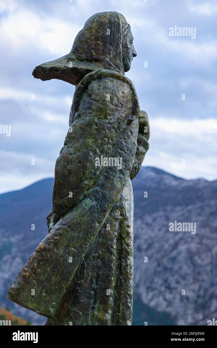 The Mila Gojsalić statue above Omiš by Croatian sculptor Ivan Meštrović ...