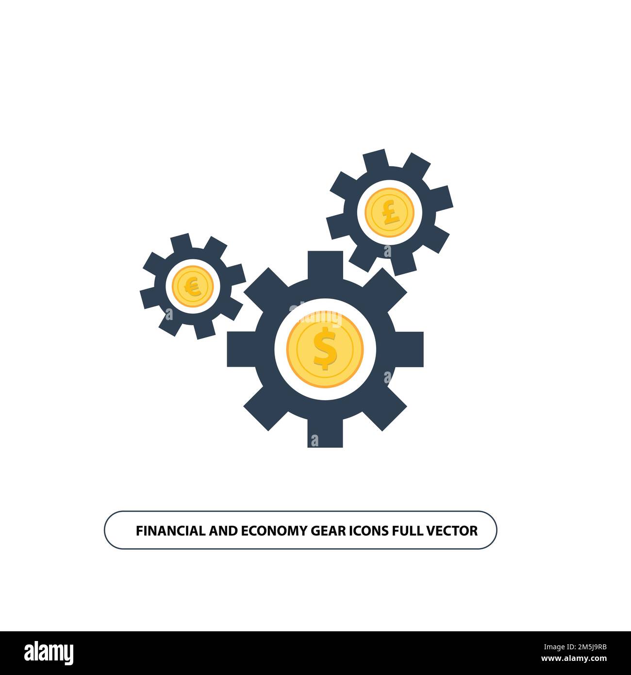 Finance and Commerce Cog Icon, Money Gear Symbol Full Vector Design ...