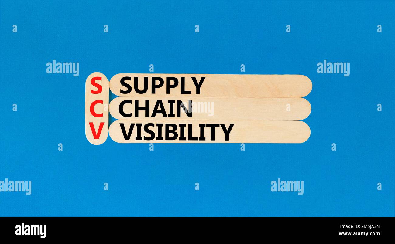 SCV supply chain visibility symbol. Concept words SCV supply chain ...