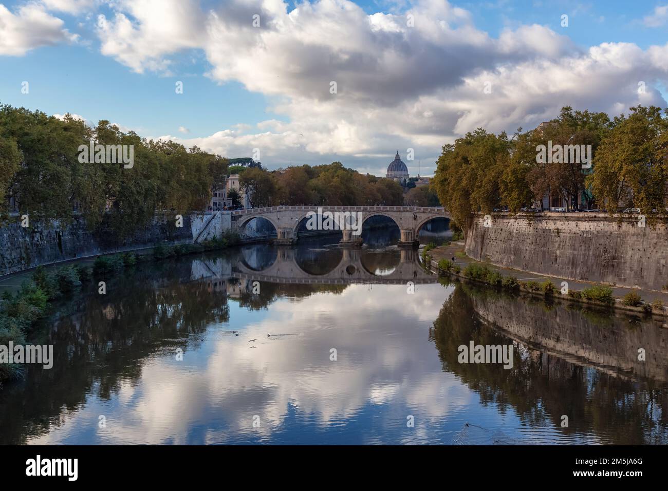 River Tiber and Bridge in a historic City, Rome, Italy Stock Photo - Alamy