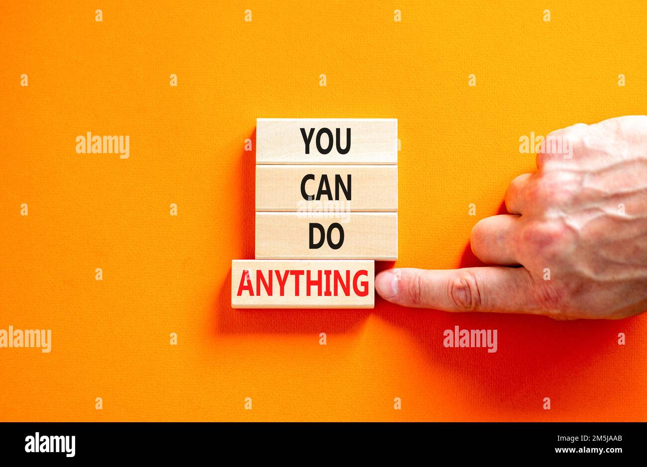 You can do anything symbol. Concept word You can do anything on wooden ...