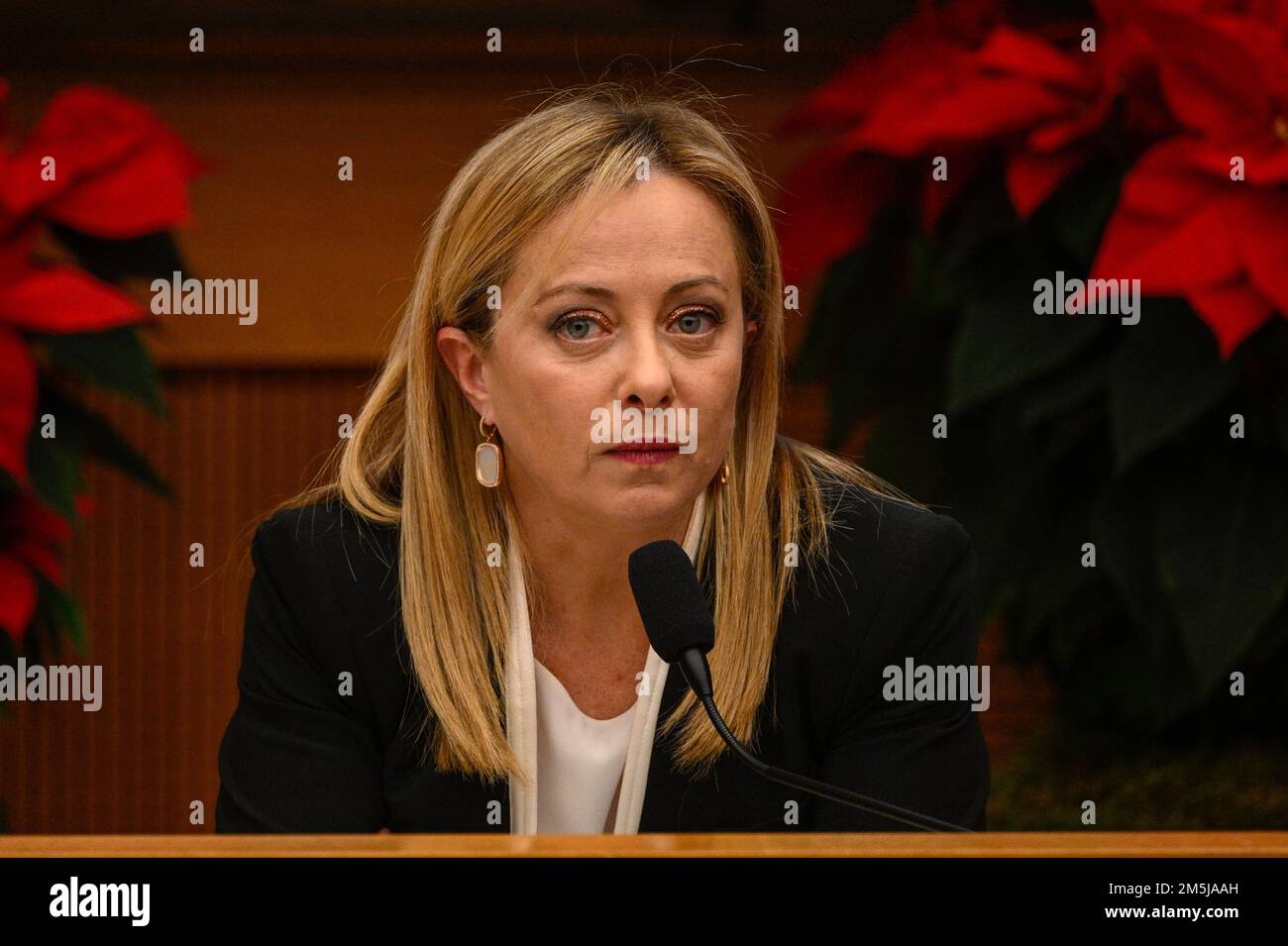 Giorgia Meloni, Italy's prime minister, during her first year-end press ...