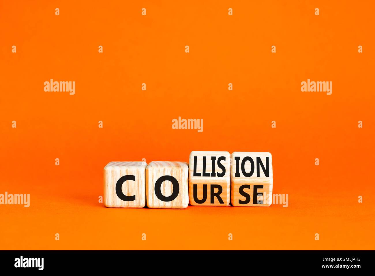 Collision course symbol. Concept word Collision course on wooden cubes ...