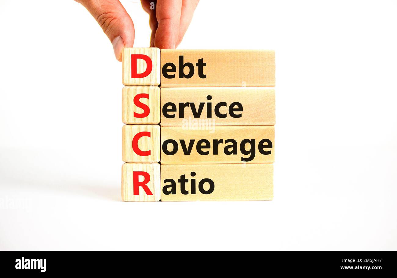 DSCR debt service coverage ratio symbol. Concept words DSCR debt ...