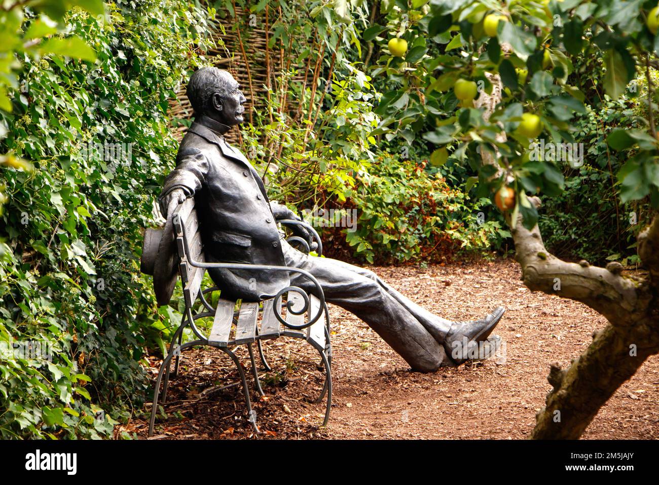 bronze statue sculpture of the Worcester composer Sir Edward Elgar at ...