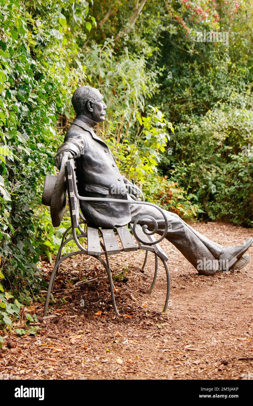 bronze statue sculpture of the Worcester composer Sir Edward Elgar at ...
