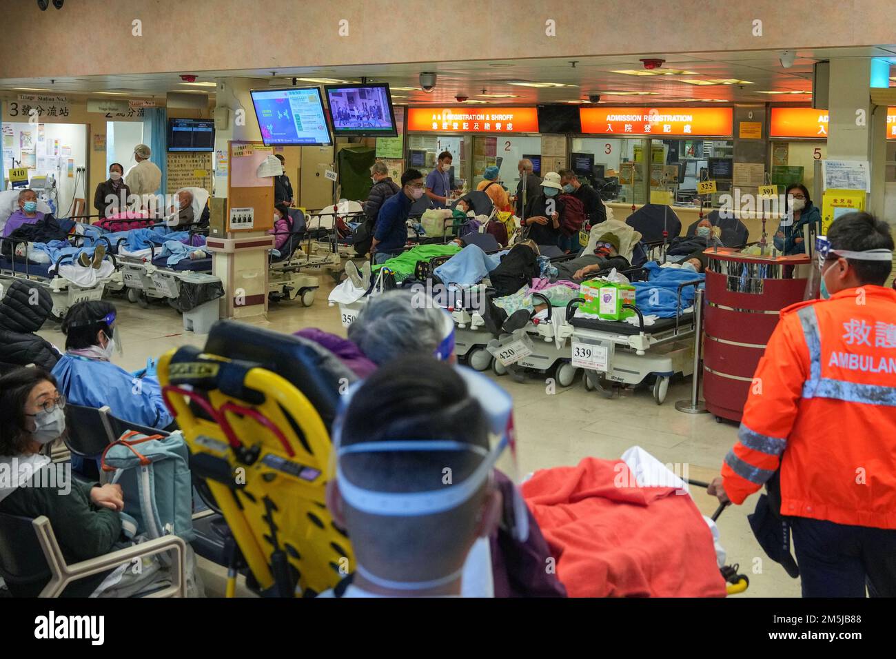Patients waiting at Accident & Emergency room of Queen Elizabeth Hospital at Jordan.26DEC22 SCMP ...