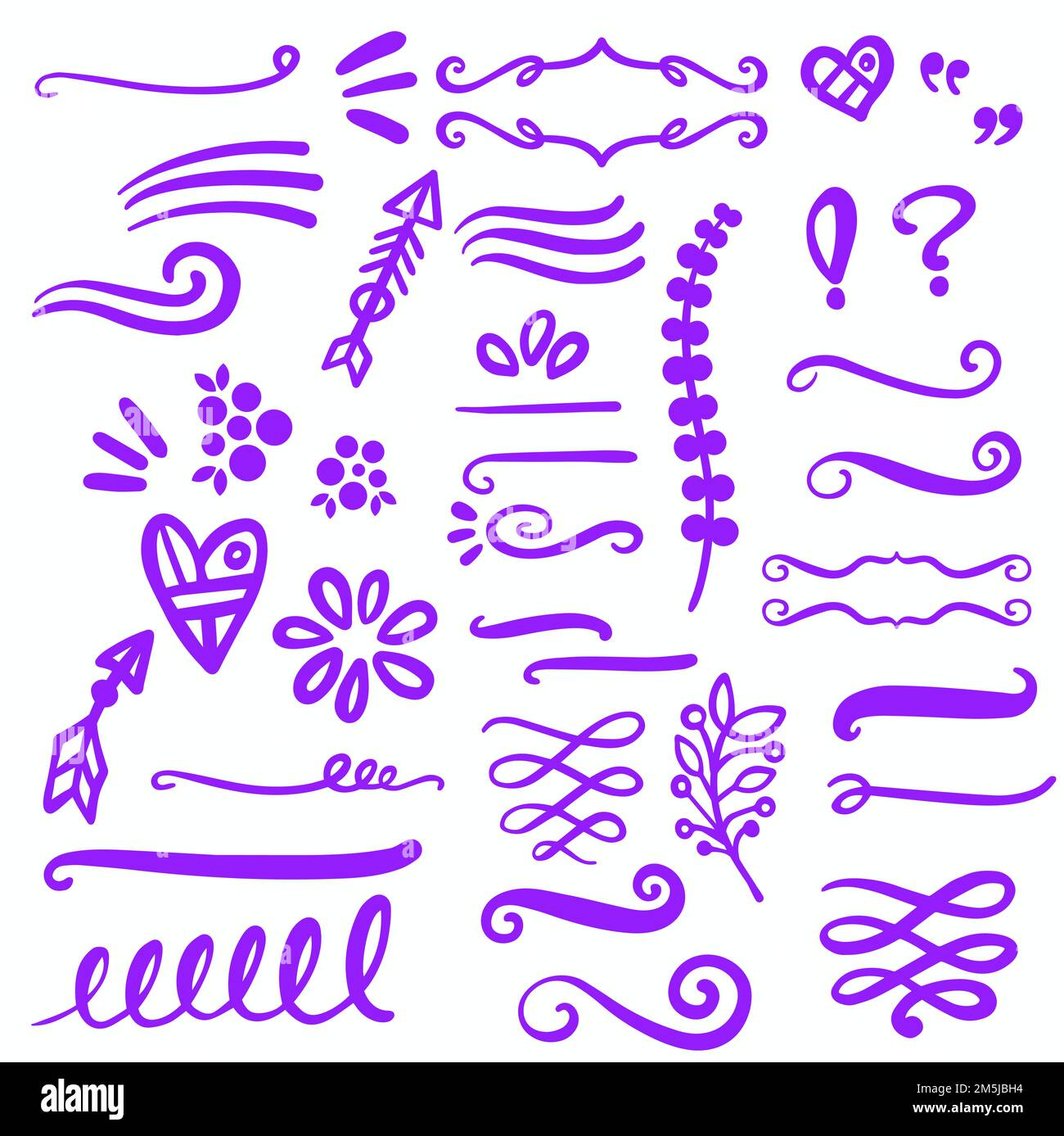 Purple Swirls Swoosh Marks with Vector Hand Drawn Highlighter Accent ...