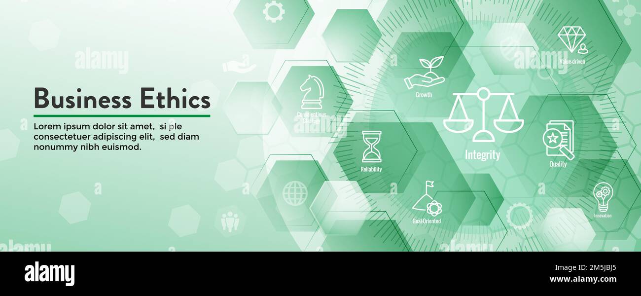 Business and Corporate Ethics Showing Company Values Icon Set with Web ...