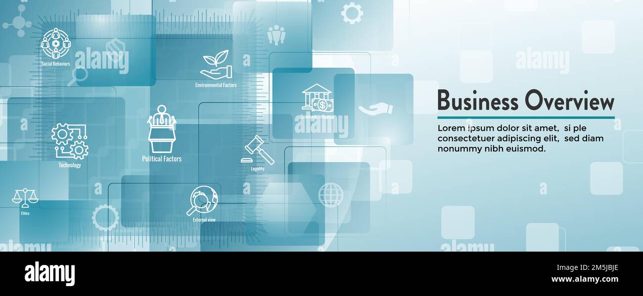 Company Analysis Using Pestel Methods Icon Set & Web Header Banner ...