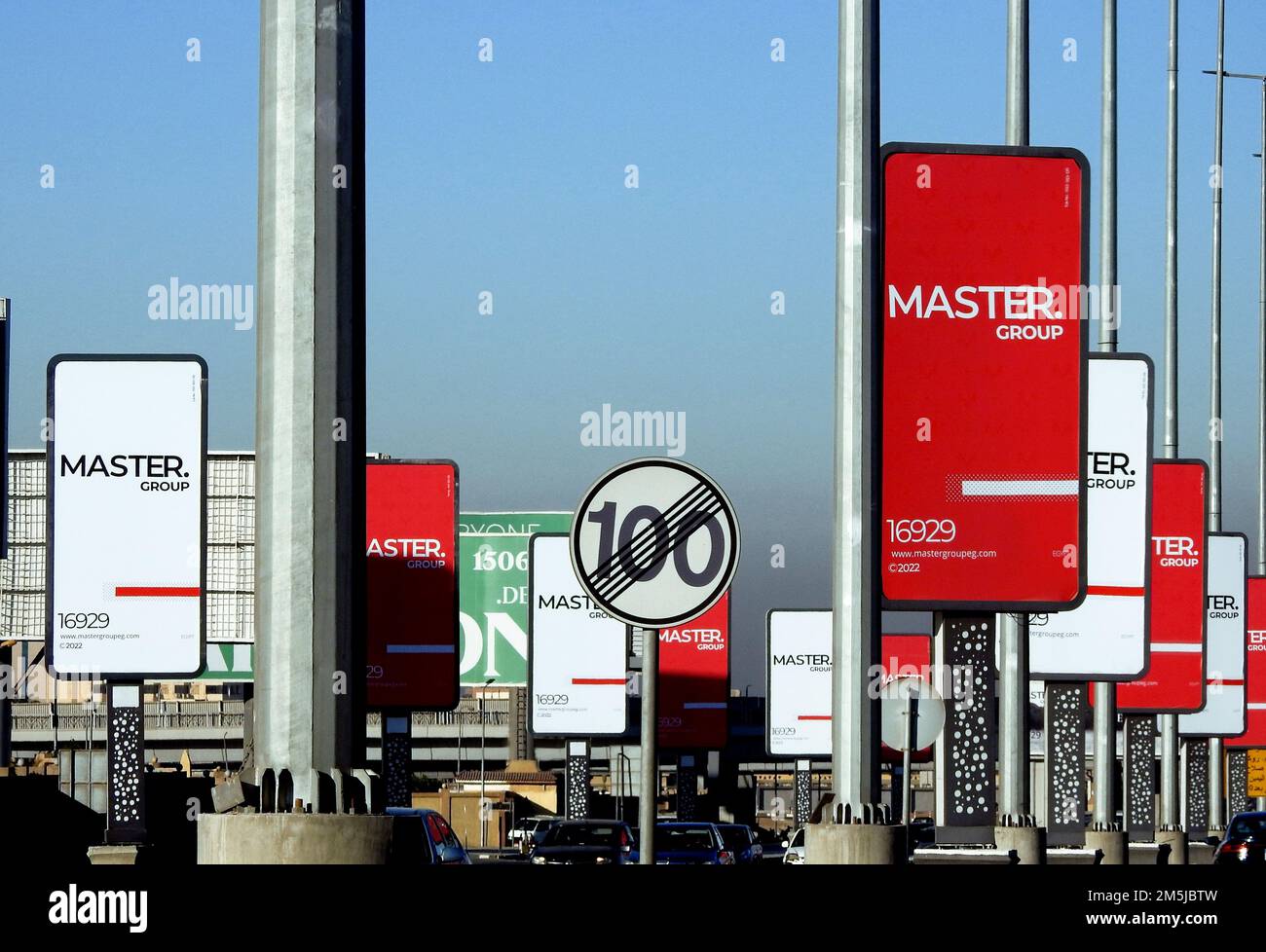 Cairo, Egypt, December 29 2022: End of 100 KM H one hundred Kilometers ...