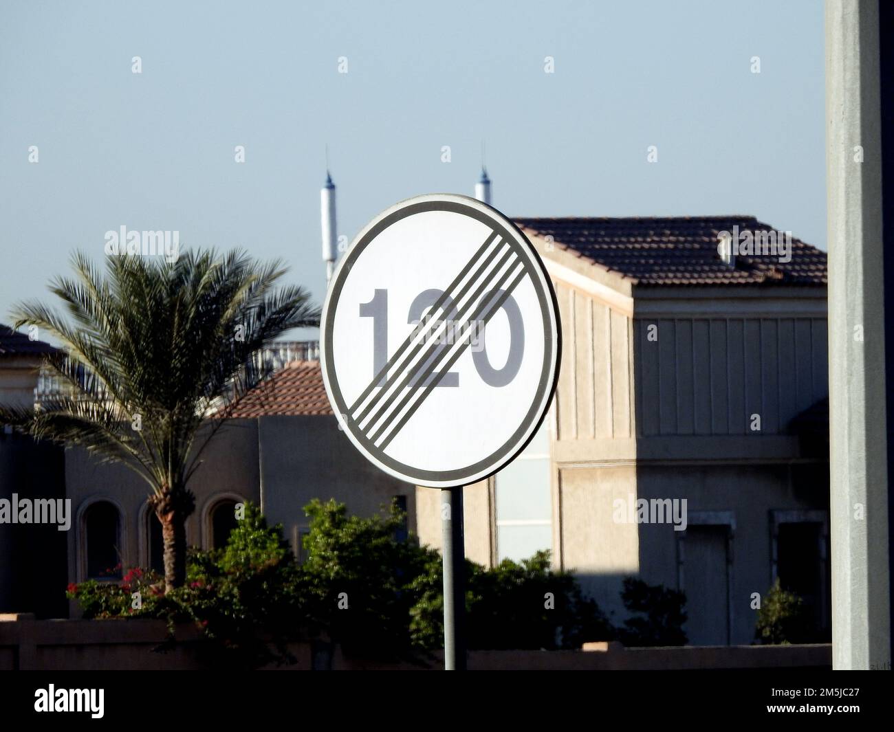 End of 120 KM H one hundred and twenty Kilometers per hour speed limit ...