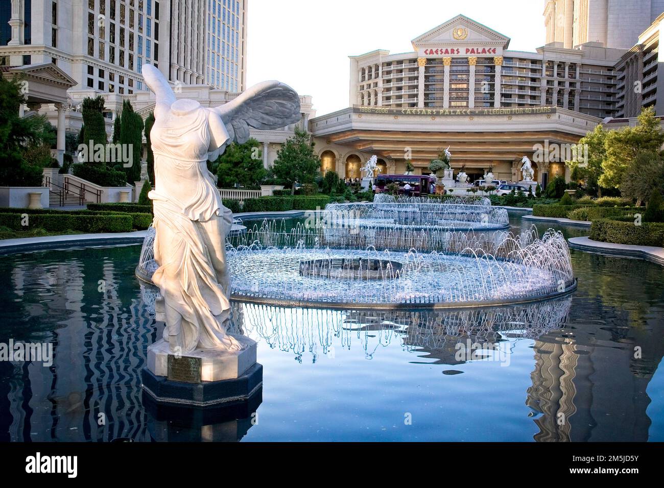 A statue in front of Caesar's Palace Hotel and Casino on the strip in ...