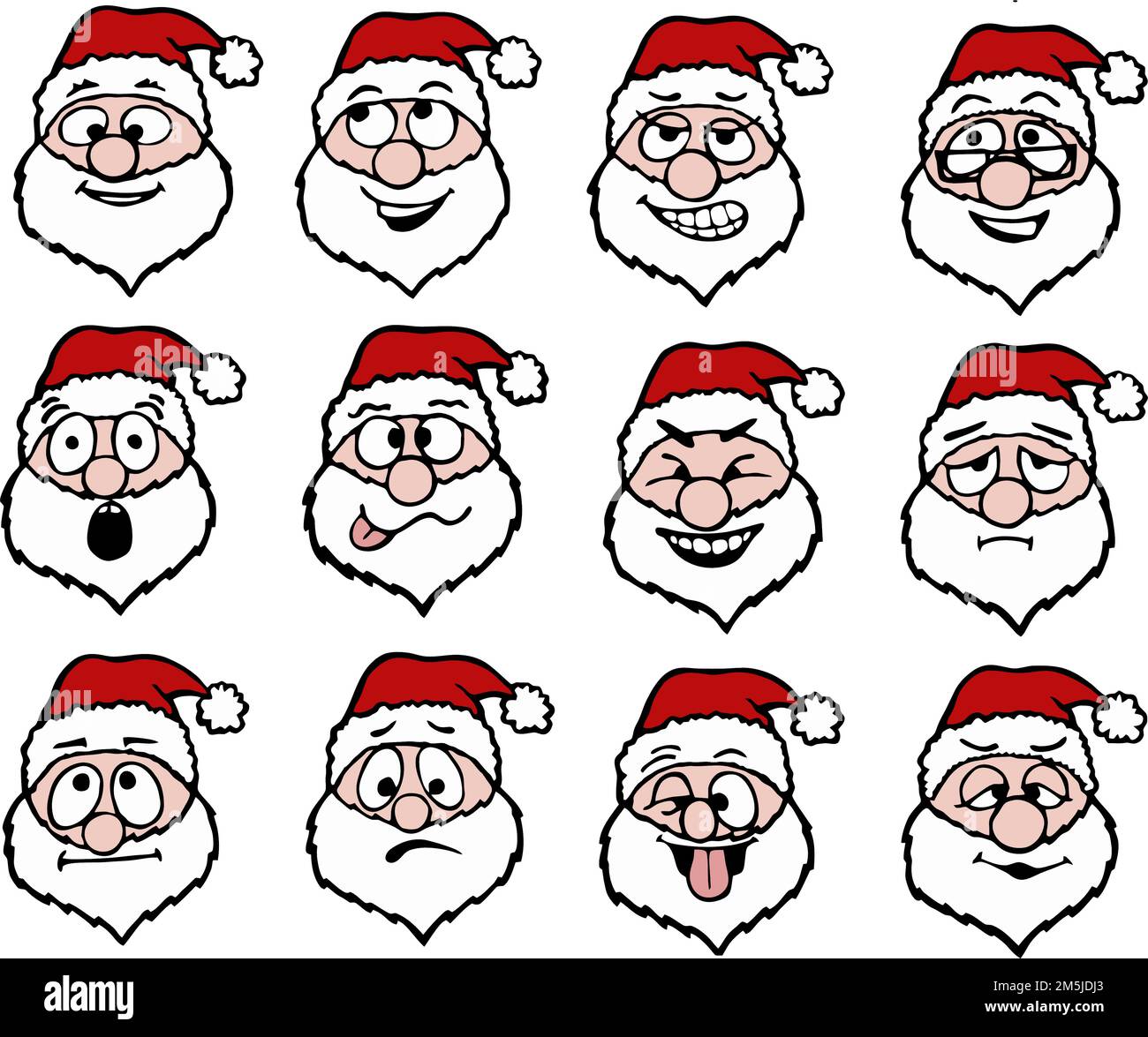 cartoon santa faces, happy, silly, angry Stock Vector Image & Art - Alamy