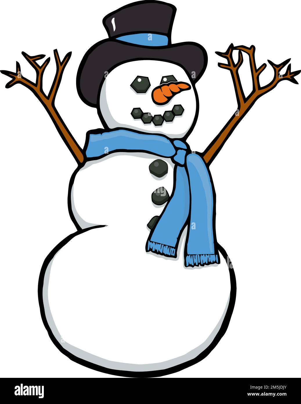 cartoon snowman wearing scarf and top hat Stock Vector Image & Art - Alamy
