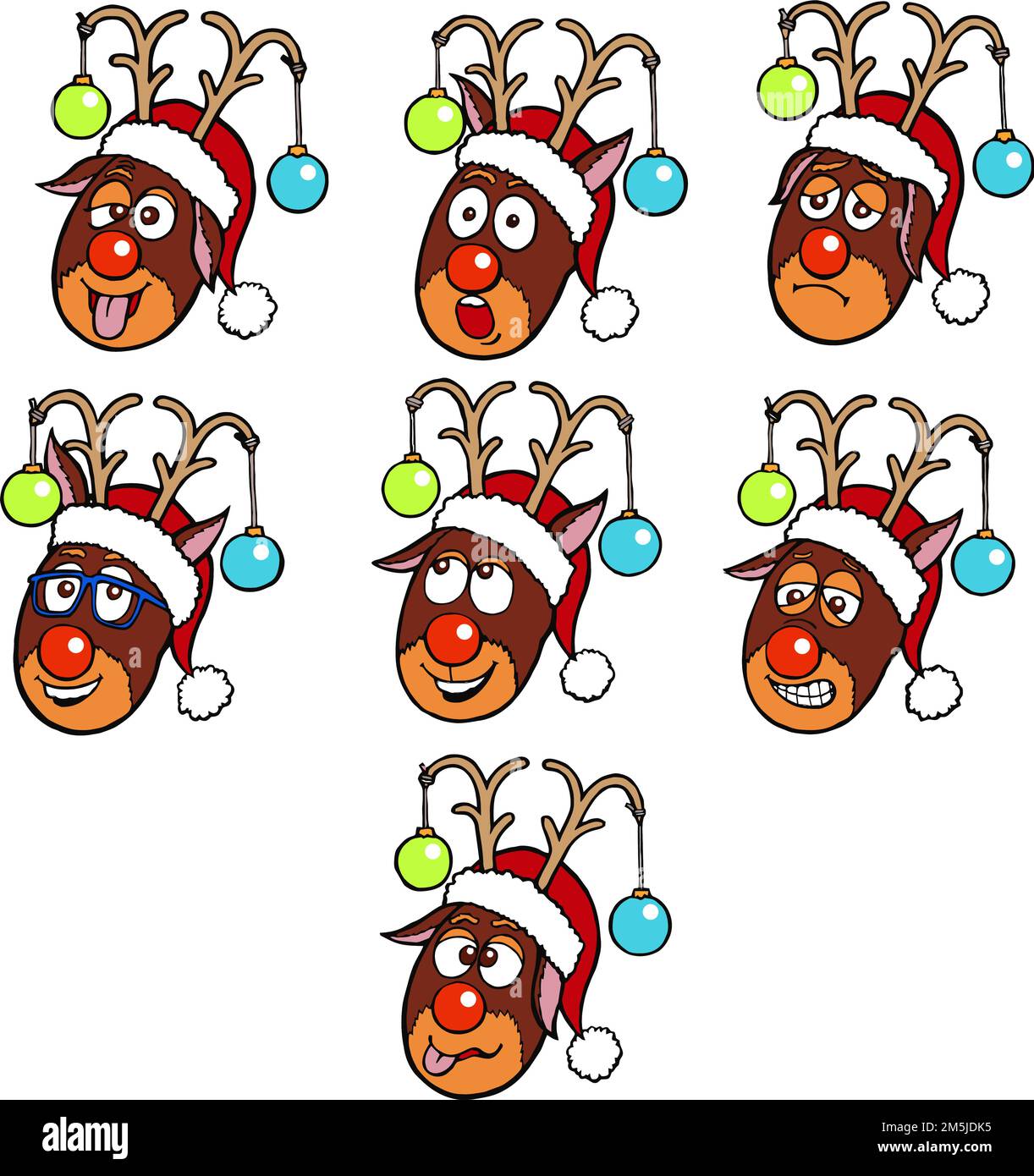 funny cartoon faces of christmas reindeer Stock Vector Image & Art - Alamy