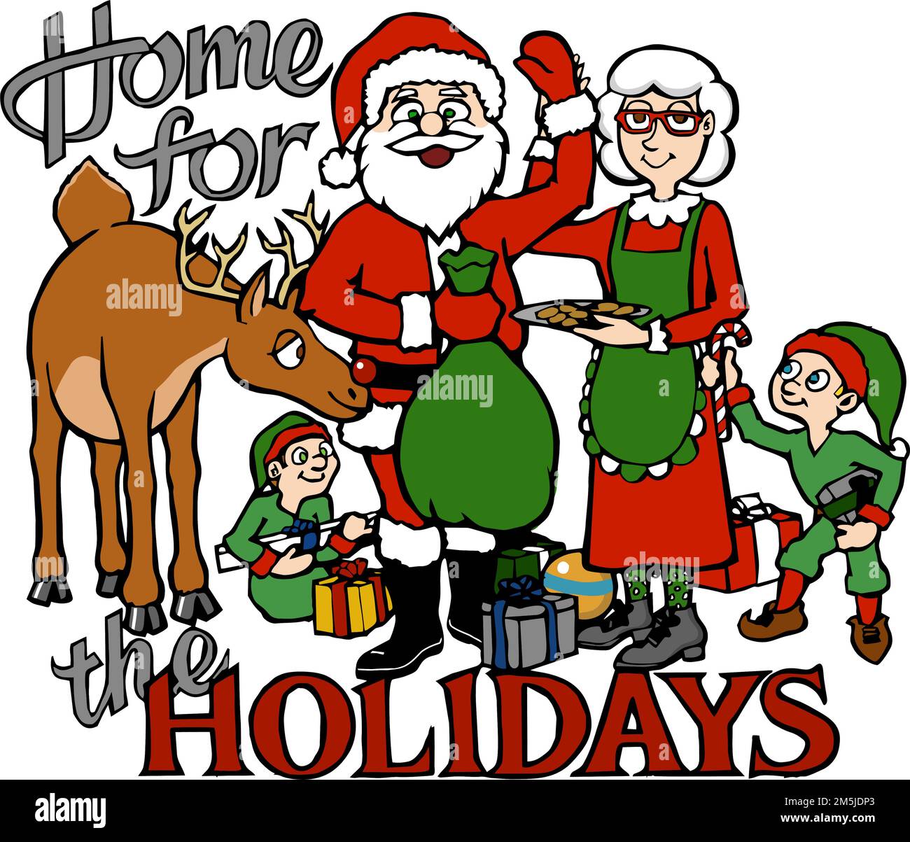 cartoon santa claus family home for the holiday Stock Vector Image ...