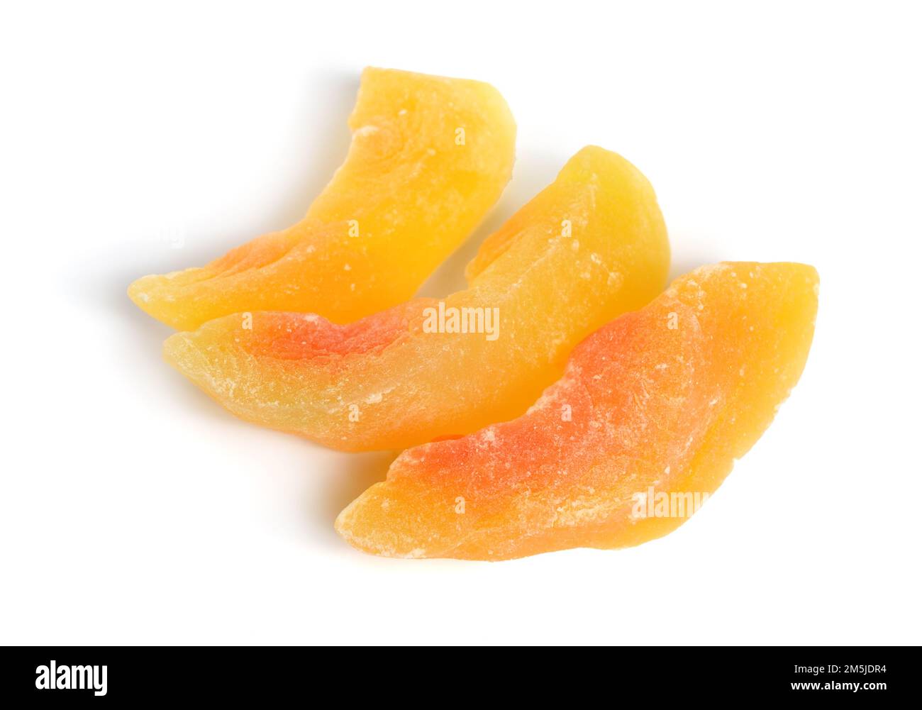 Dried melon with sugar isolated on white background Stock Photo - Alamy