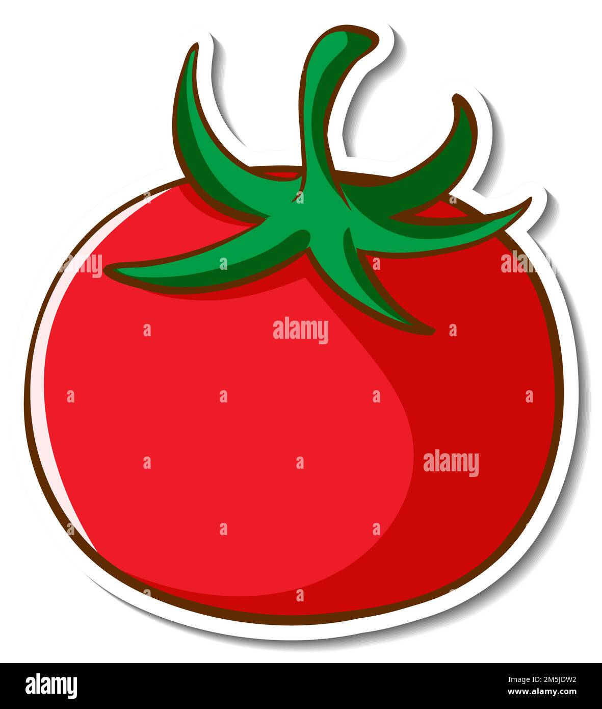 Sticker design with Tomato isolated illustration Stock Photo - Alamy