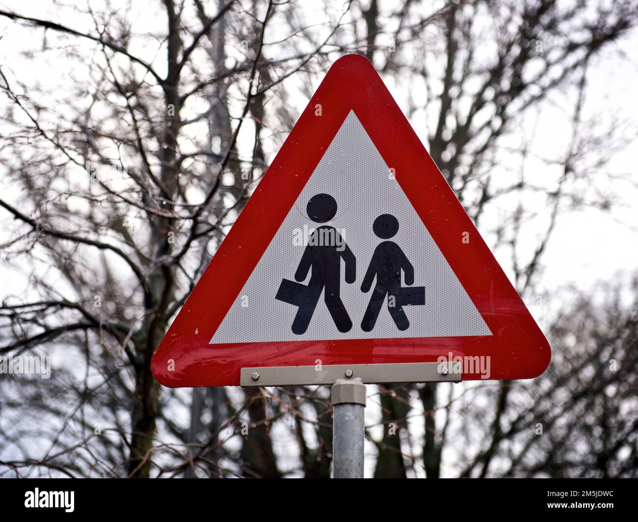 The traffic sign showing children passing the street on their way to ...