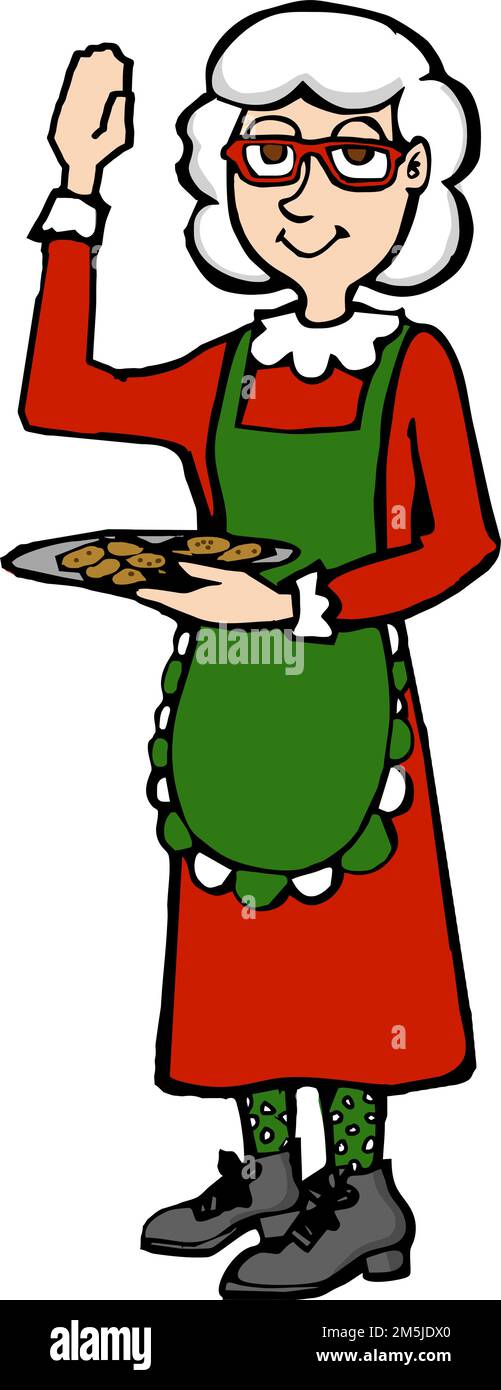 cartoon mrs claus with a plate of cookie Stock Vector Image & Art - Alamy
