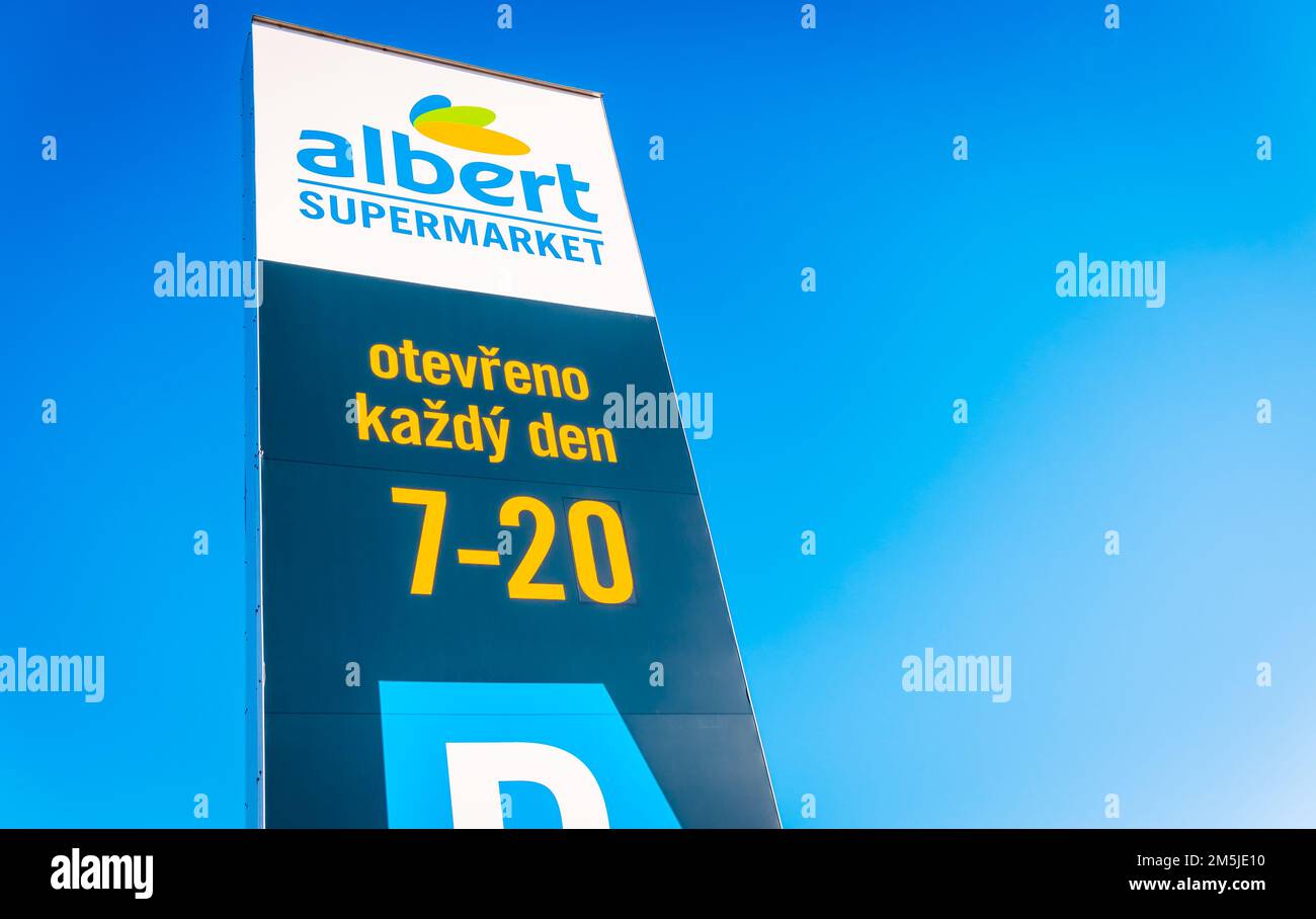 Trebic, Czech Republic - December 28, 2022: Commercial sign of ALBERT ...