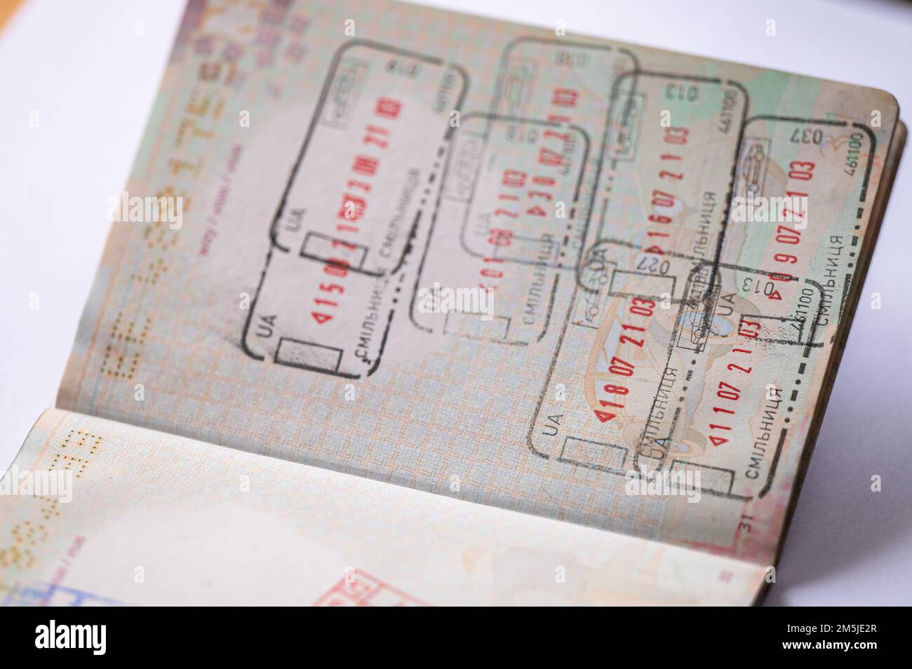 Close-up of a passport with Ukrainian border stamps Stock Photo - Alamy