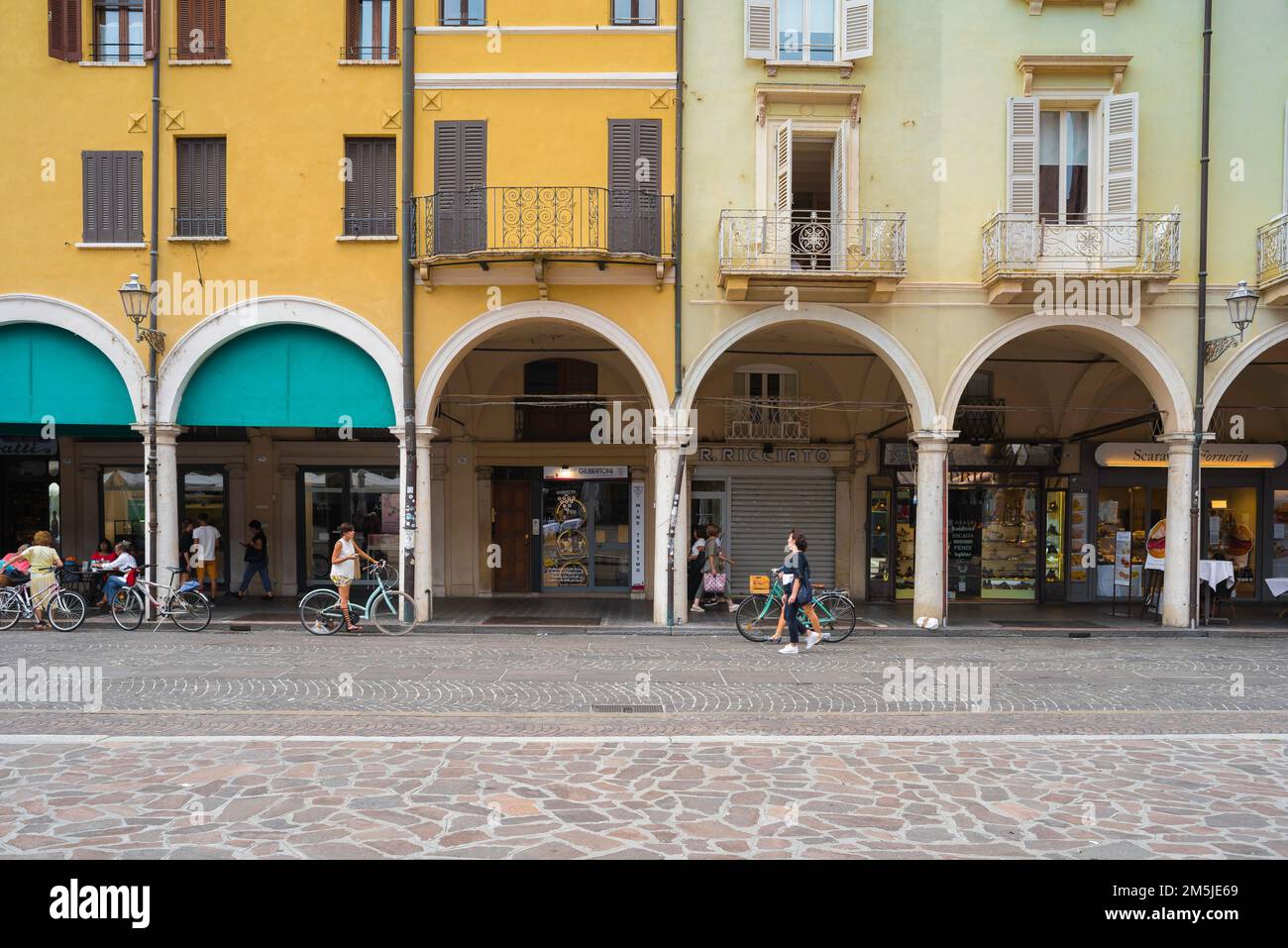 Italy Renaissance city, view of a part of the Renaissance era colonnade ...