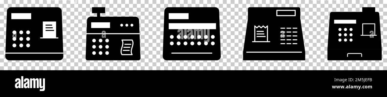 Set of Cash Register Icons. Vector illustration isolated on transparent ...