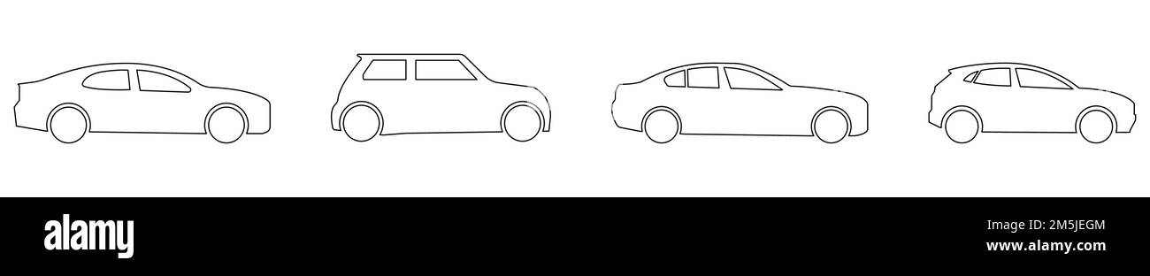 Set of line car icons. Vector illustration isolated on white background ...