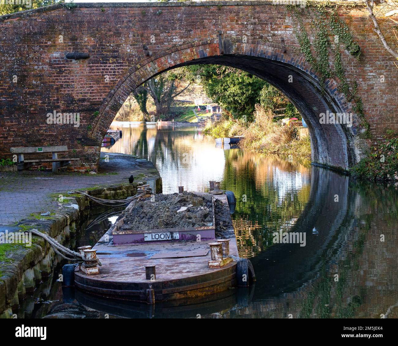 The barge 'Loom' at Nutshell Canal Bridge on the Stroudwater Navigation ...