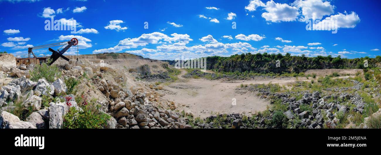 View of the stone quarry, quarrying stone for open construction ...