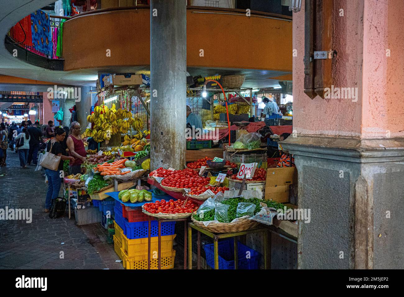December 2022 Central Market in Port Louis, Mauritius showing stall ...