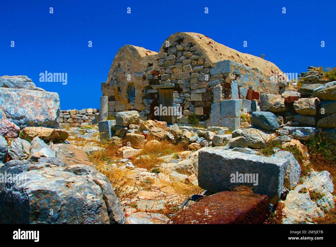 Archaeological site Ancient Thera on the island of Thera in the Aegean ...