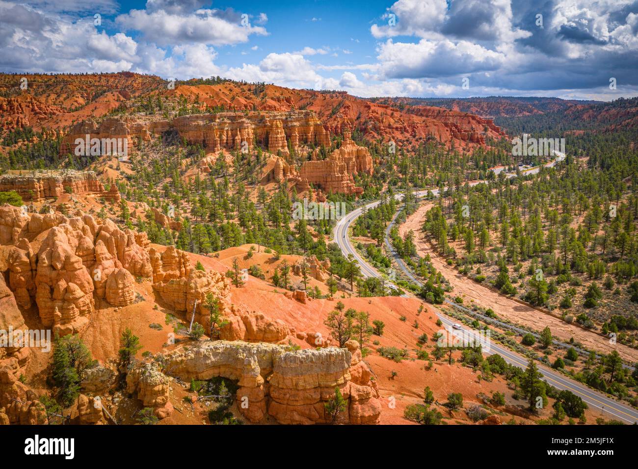 Aerial drone panning above road hi-res stock photography and images - Alamy