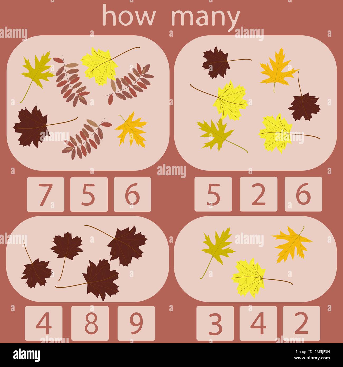 count how many autumn leaves are in the picture-rebus for children ...