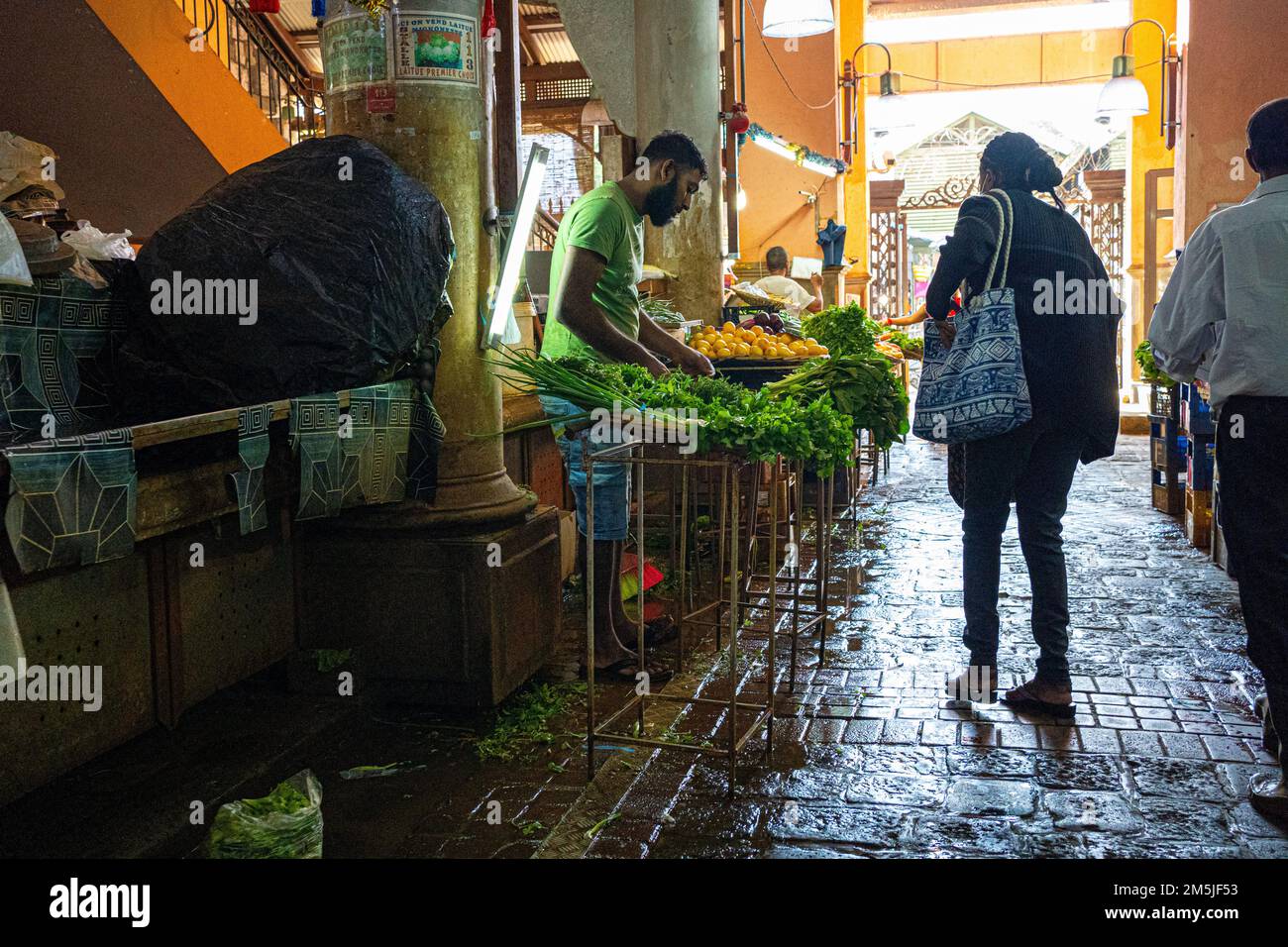 December 2022 Central Market in Port Louis, Mauritius showing stall ...