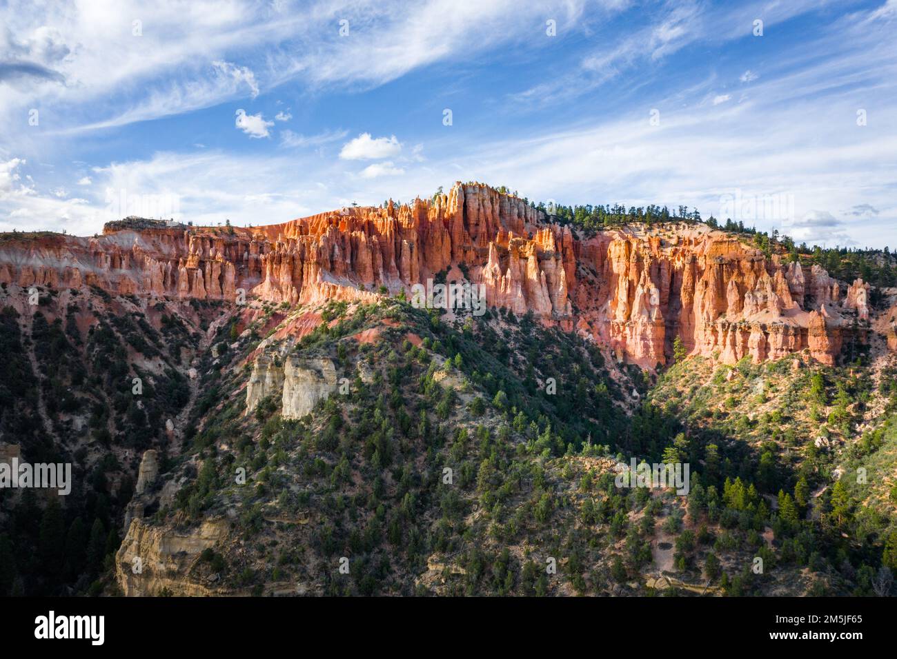 orange sandstone mountain and green forest at bryce canyon Stock Photo ...