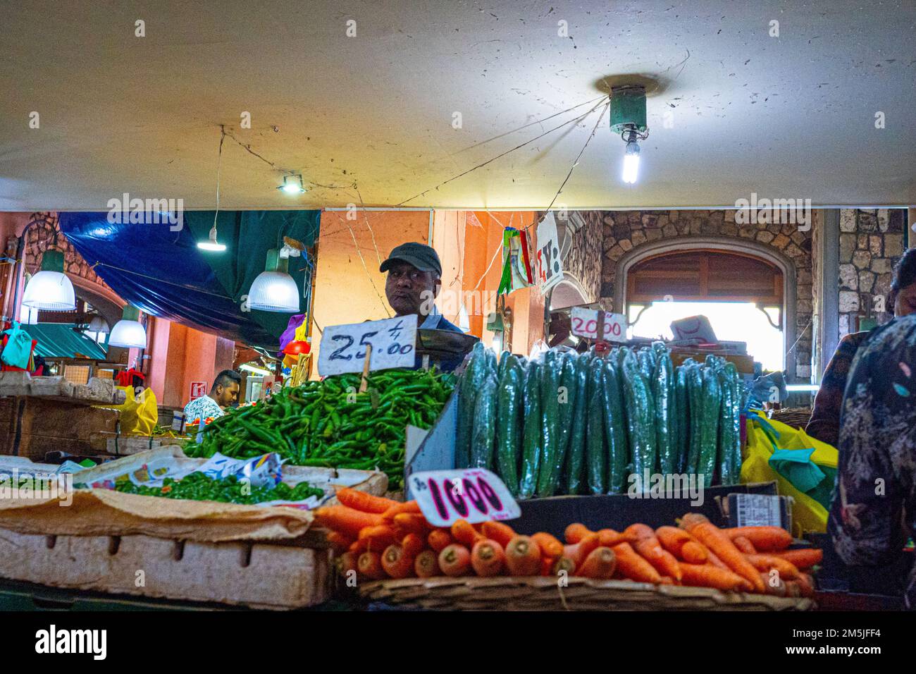 December 2022 Central Market in Port Louis, Mauritius showing stall ...