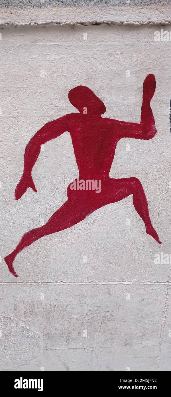 Dessin d'un coureur rouge, Espagne Stock Photo - Alamy