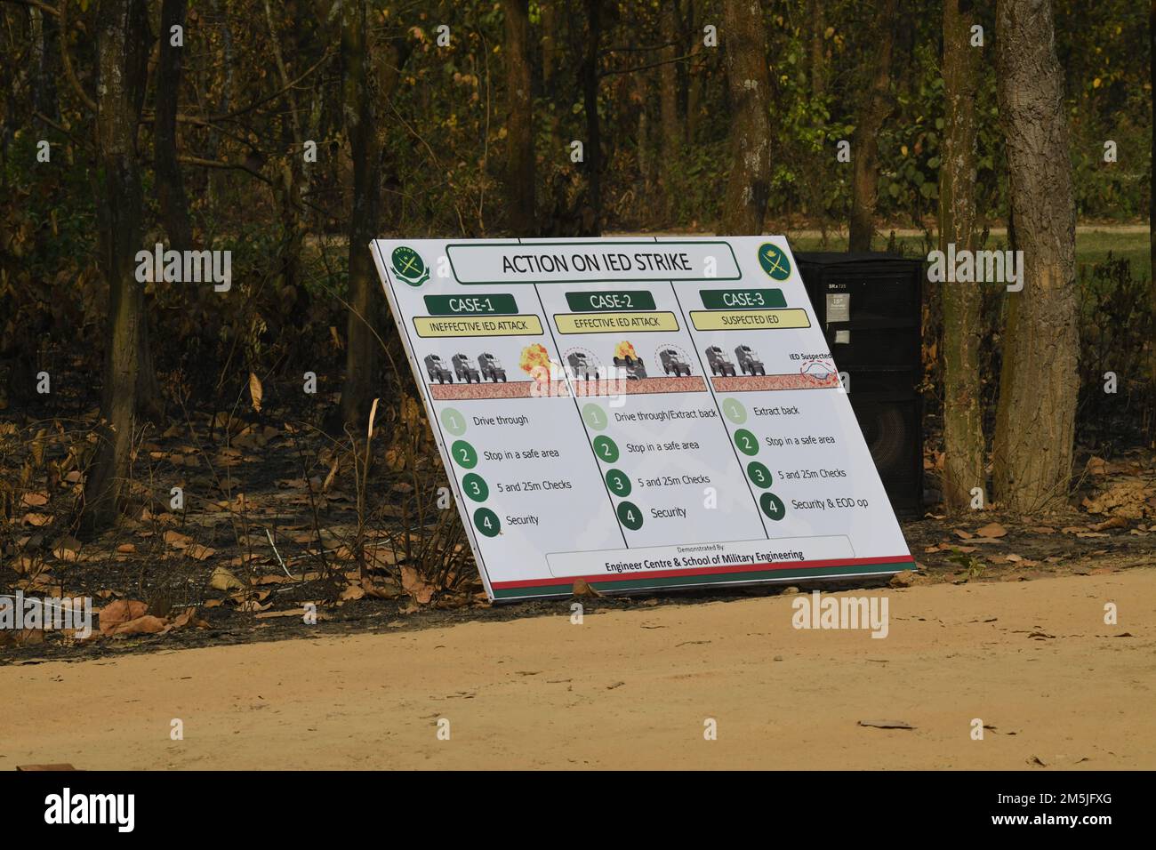 A case study scenario sign is displayed during IED demonstration at ...