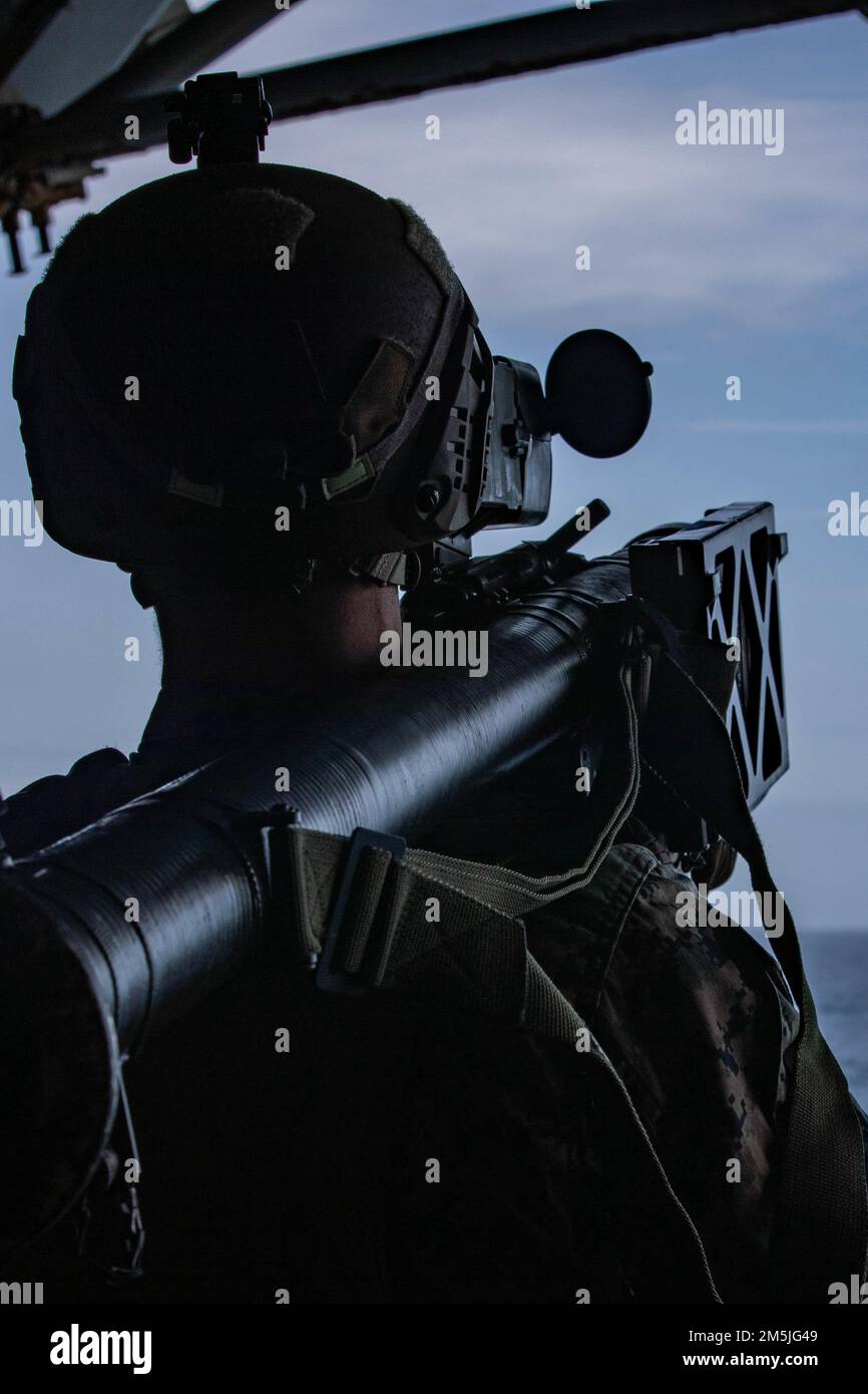 U.S. Marine Lance Cpl. Romig Beley, a low altitude air defense gunner ...